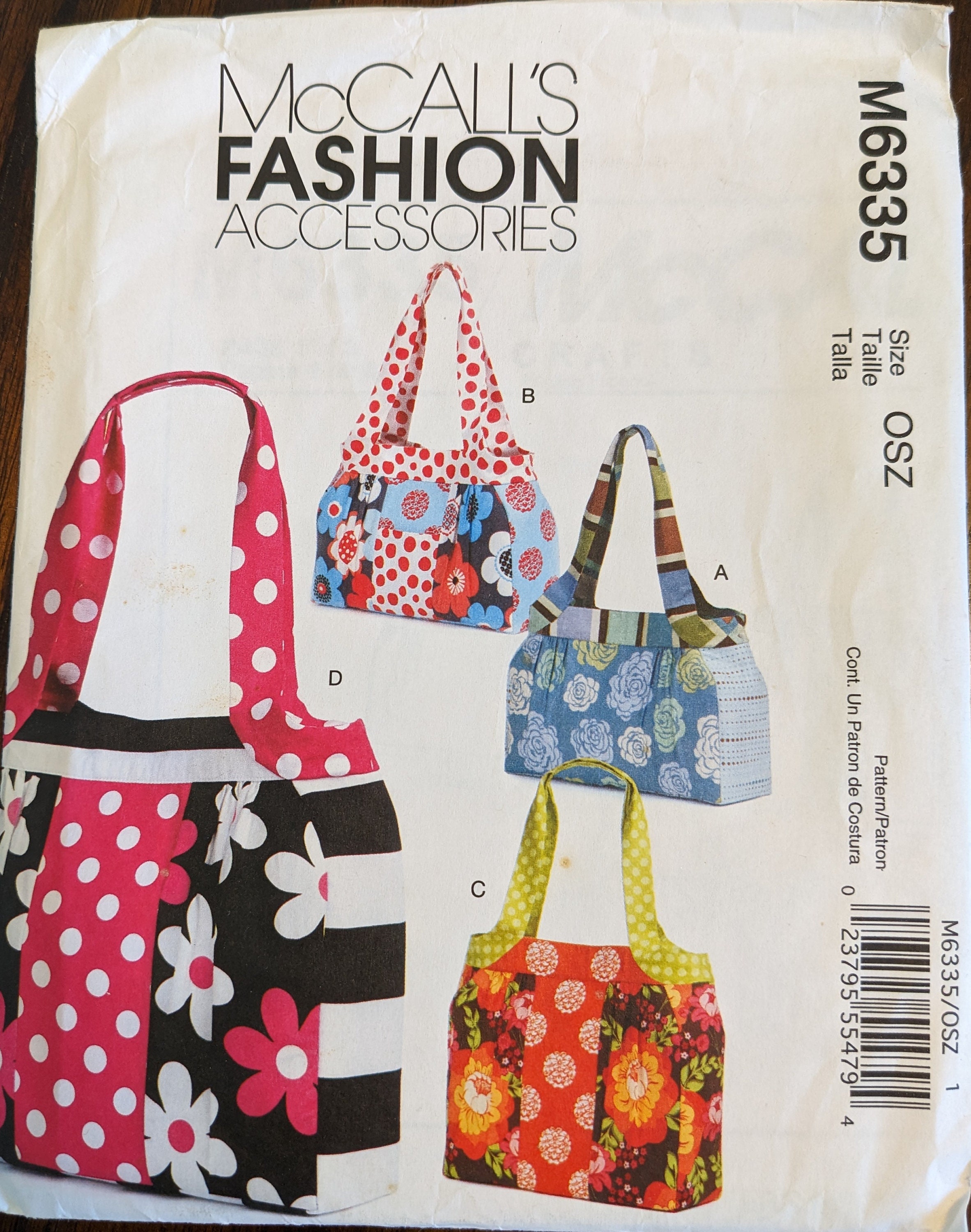 Uncut Mccall's Fashion Accessories Sewing Pattern M6335 for Lined Bags ...
