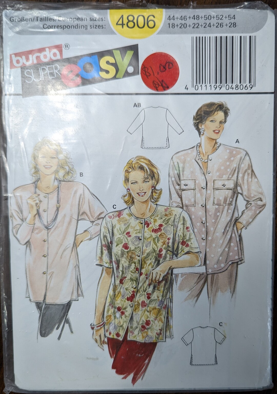 Uncut Burda Sewing Pattern #4806 for Misses' Plus Size Top, Blouse ...