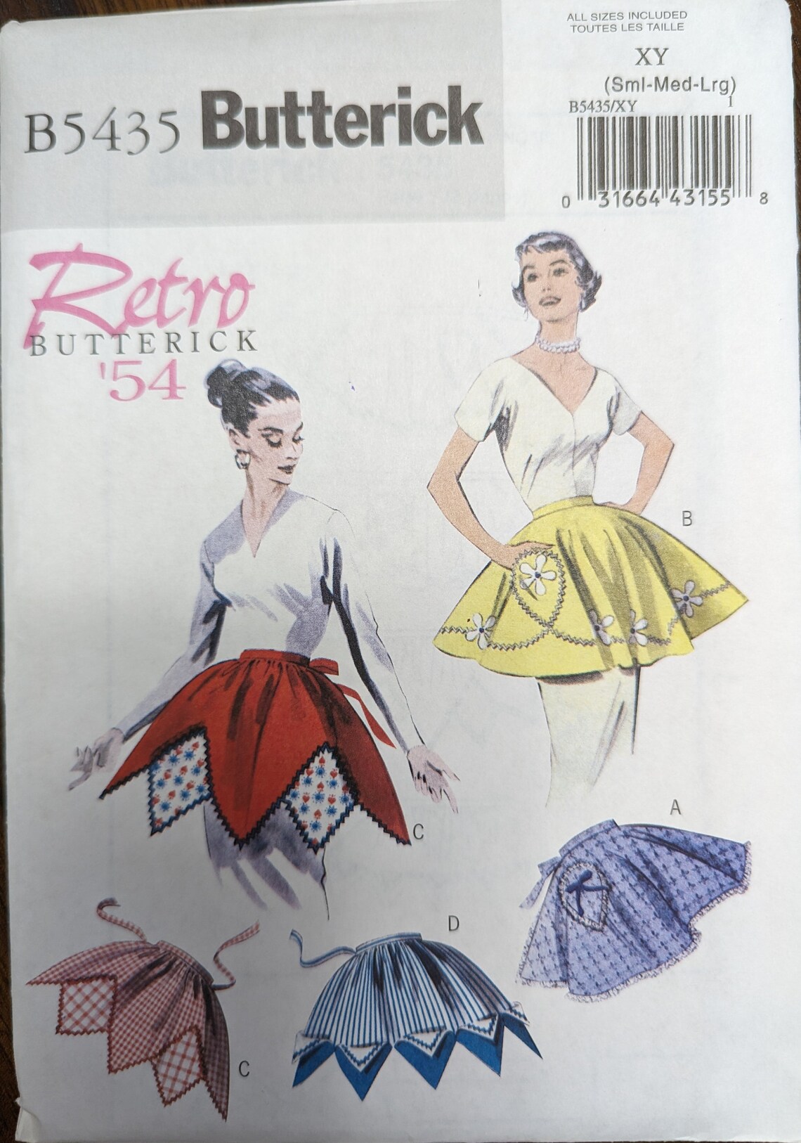 Uncut Butterick Retro Sewing Pattern #B5435 for Aprons With 4 ...