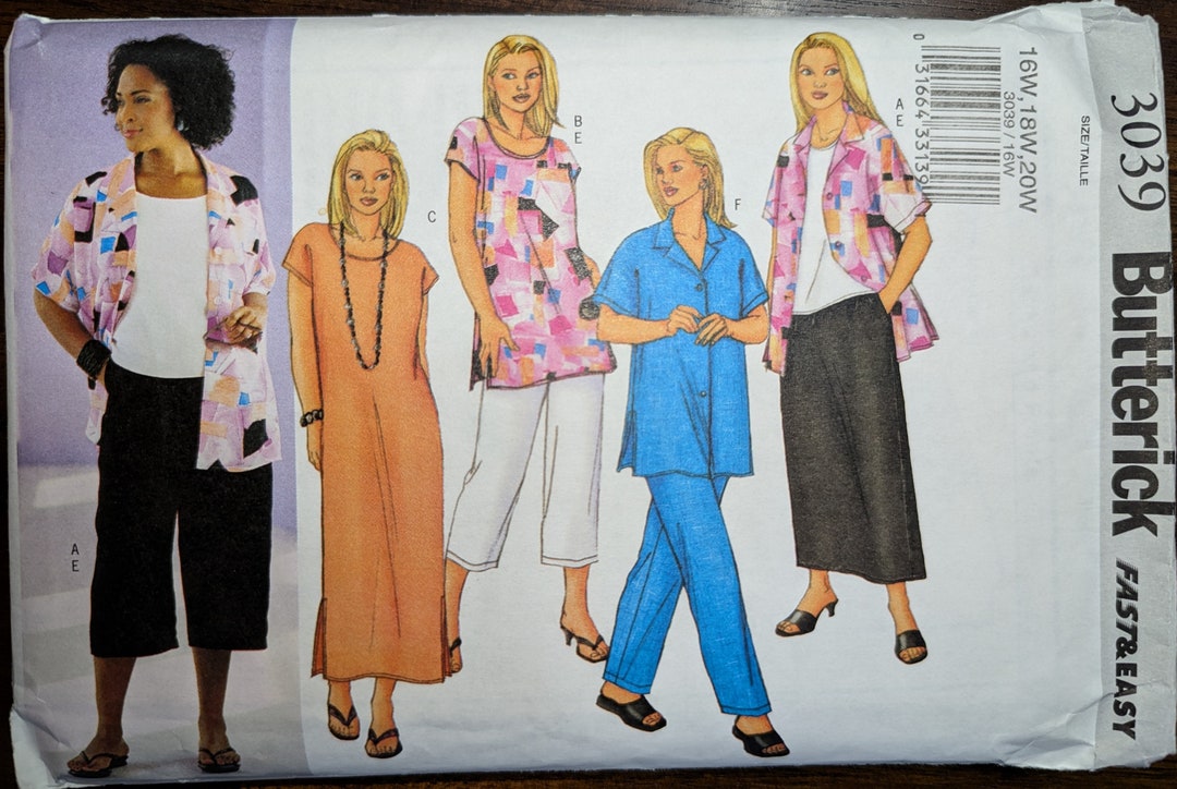 Uncut Butterick Sewing Pattern #3039 for Women's Shirt, Top, Tunic ...