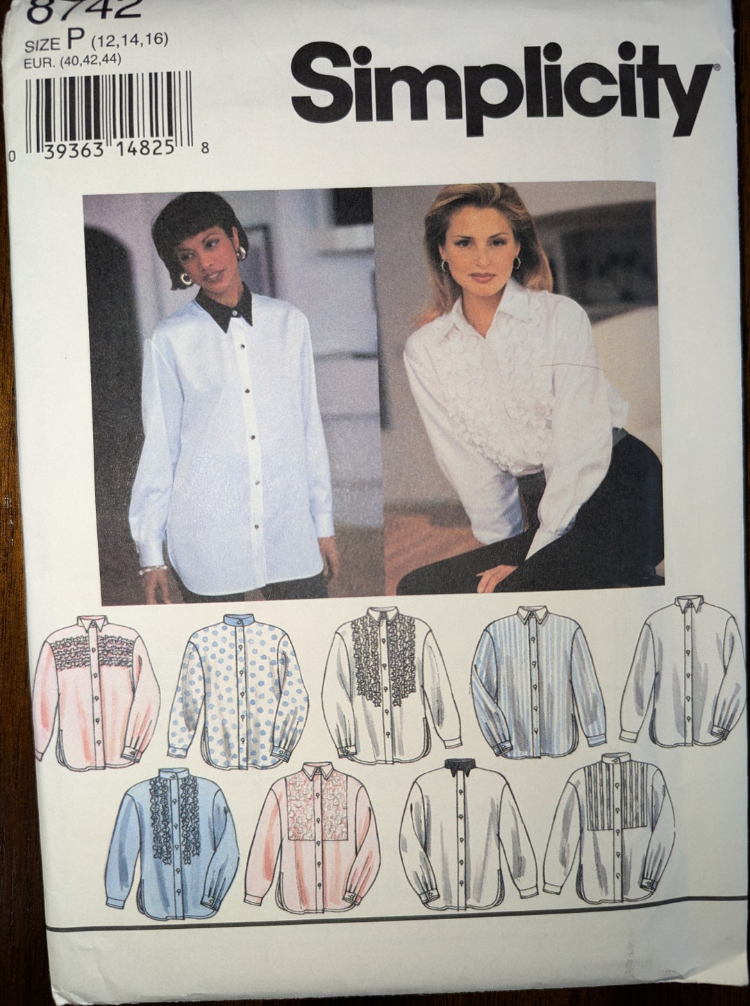 Uncut Simplicity Sewing Pattern #8742 for Misses' Tuxedo Shirt. Sizes ...
