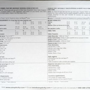 Uncut Simplicity Sewing Pattern #2691 for Table Runner, Place Mats and ...