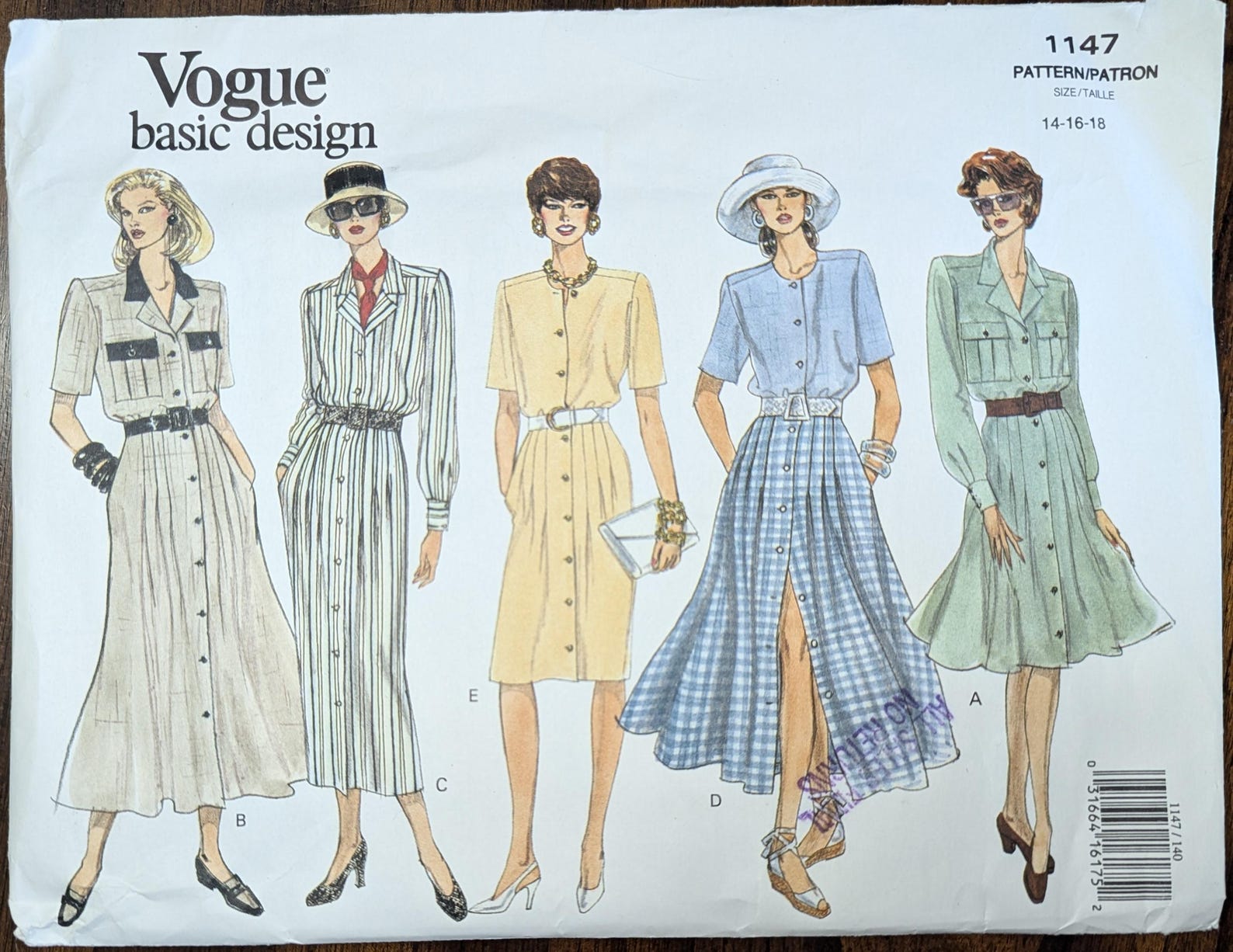 Uncut Vogue Sewing Pattern #1147 for Misses and Misses' Plus Size Dress ...