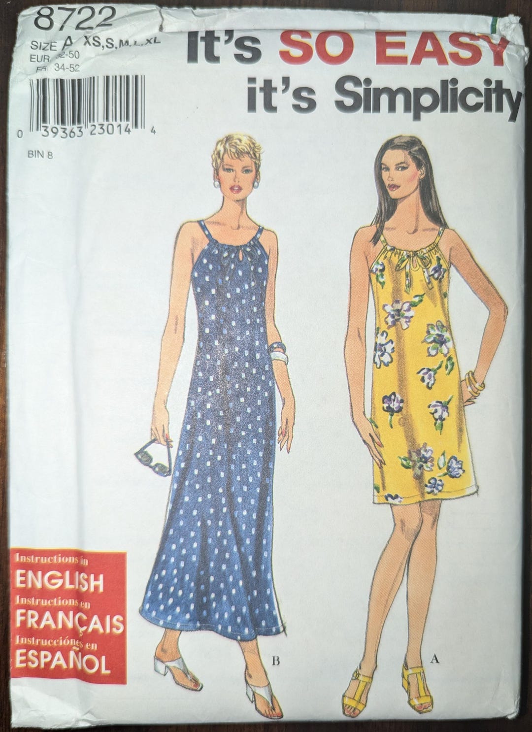 Uncut Simplicity Sewing Pattern #8722 for Misses and Misses' Plus Size Dress With Length ...