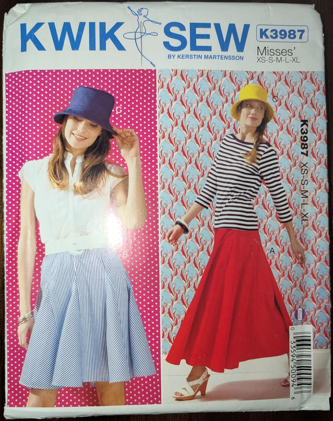 Uncut Kwik Sew Sewing Pattern #K3987 for Misses' Skirt and Hat. Sizes ...