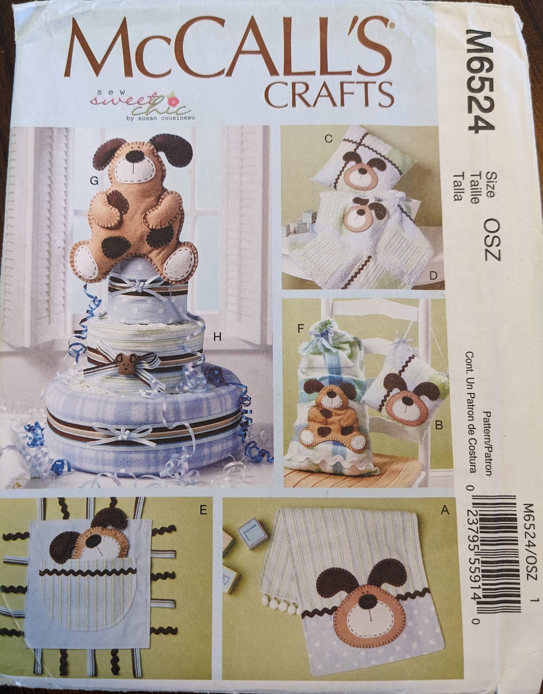 Uncut Mccall's Crafts Sewing Pattern #M6524 for Burp Cloth, Pillow in ...