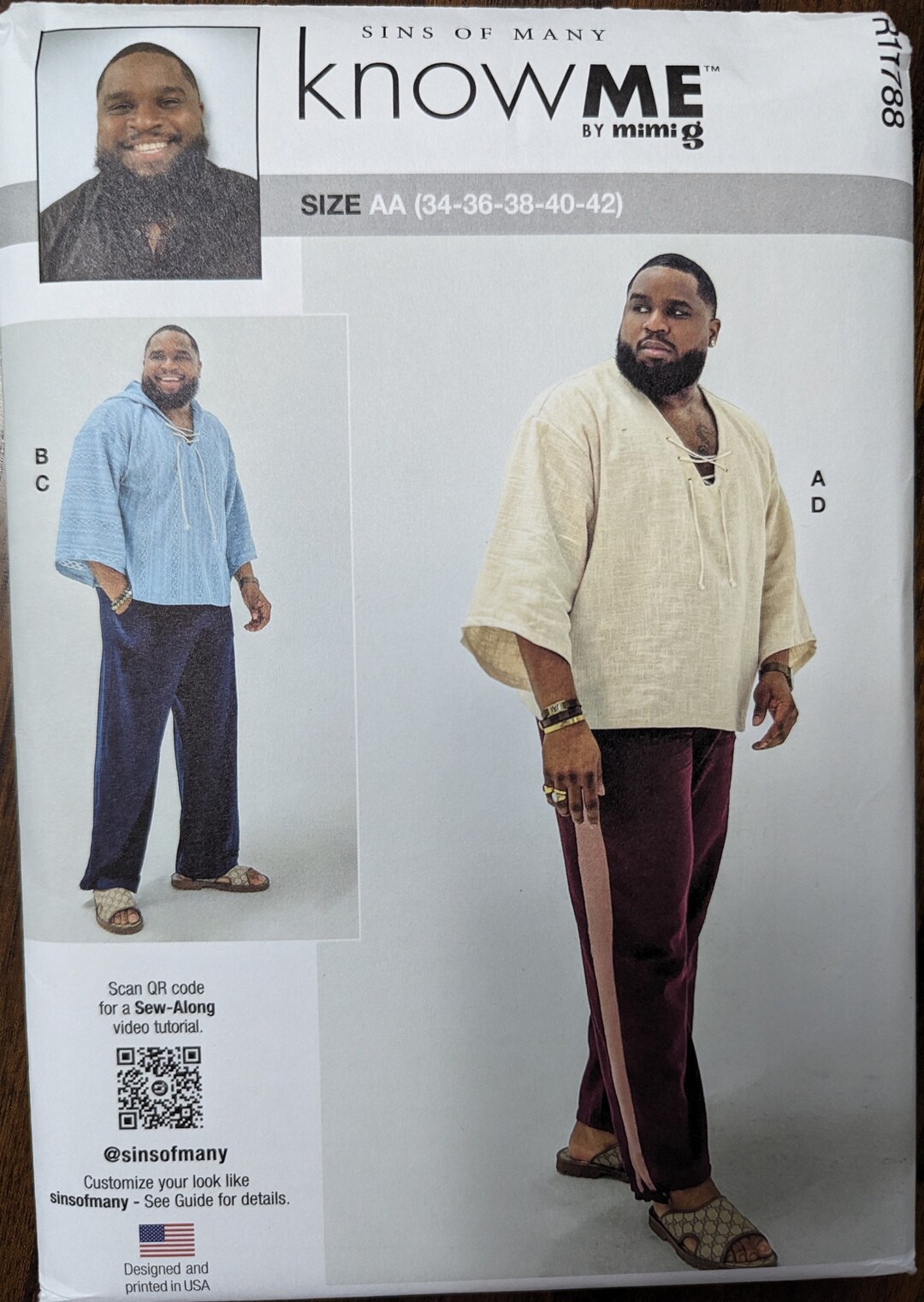 Uncut Know Me by Mimi G Sewing Pattern #R11788 for Men's Top, Hoodie ...