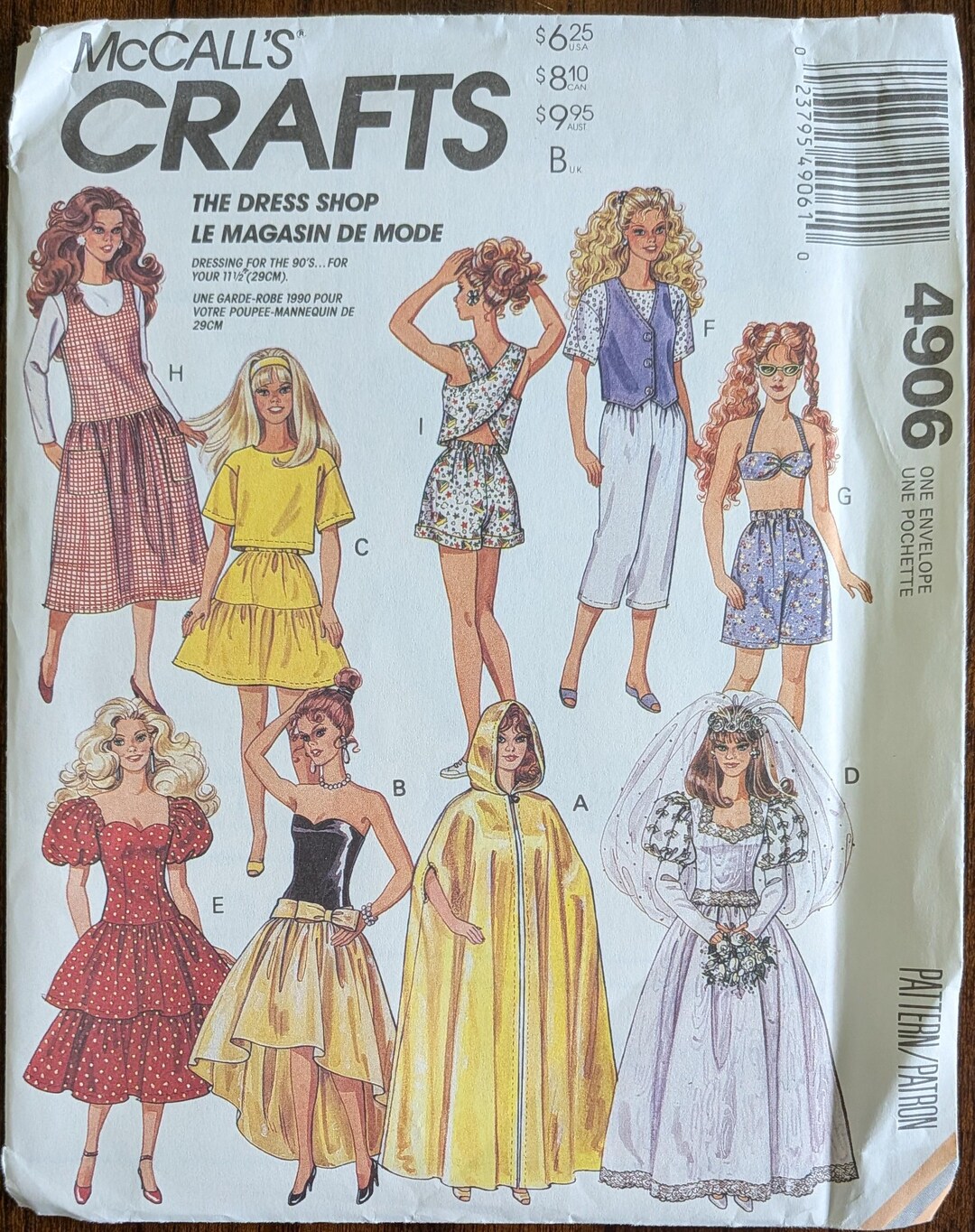 Uncut Mccall's Crafts Sewing Pattern #4906 for 11.5