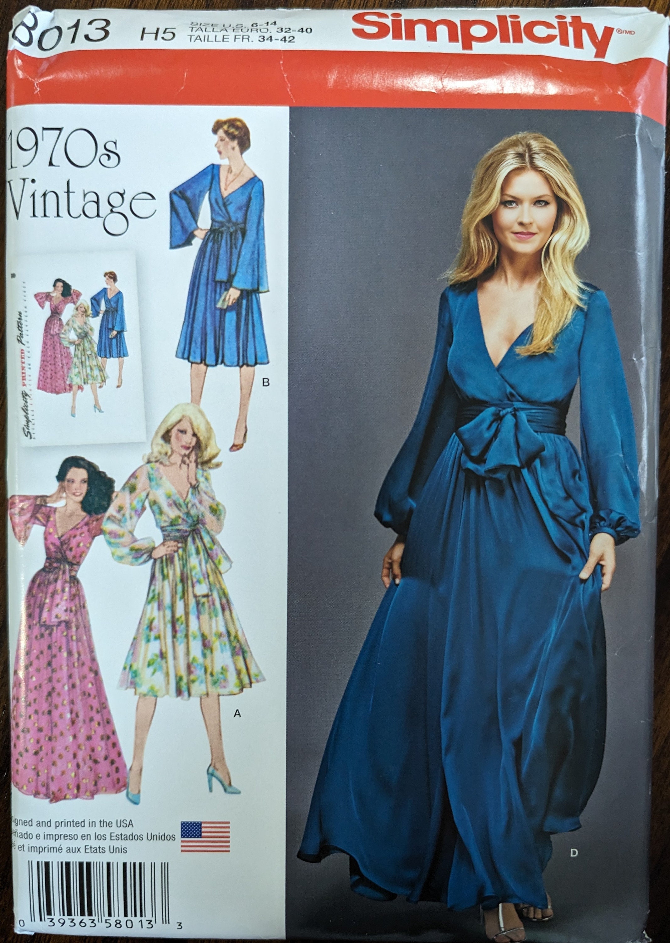 Uncut Simplicity Sewing Pattern #8013 for Vintage 70s Lined Dress in 2 ...