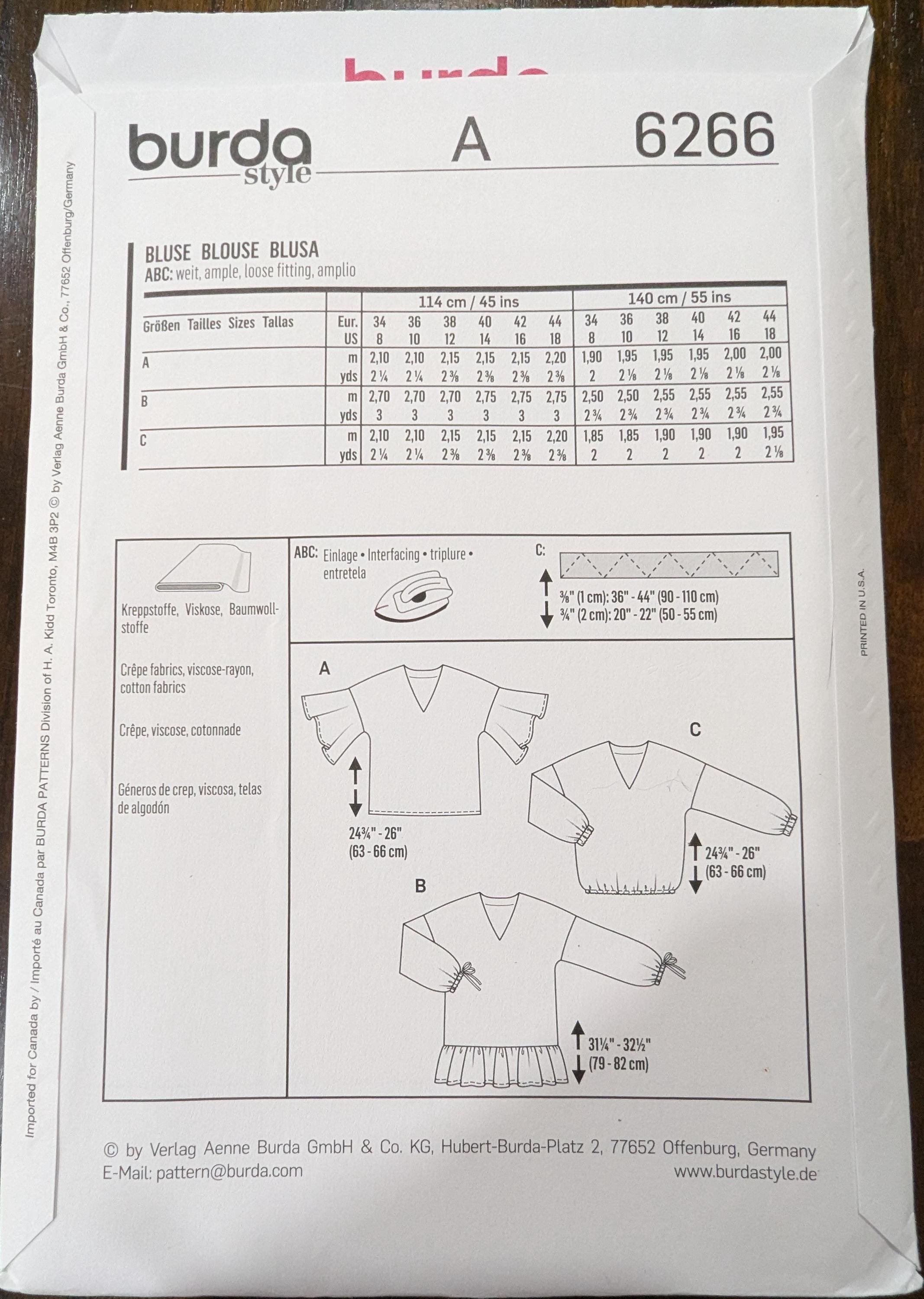 Uncut Burda Sewing Pattern #6266 for Misses and Misses' Plus Size ...