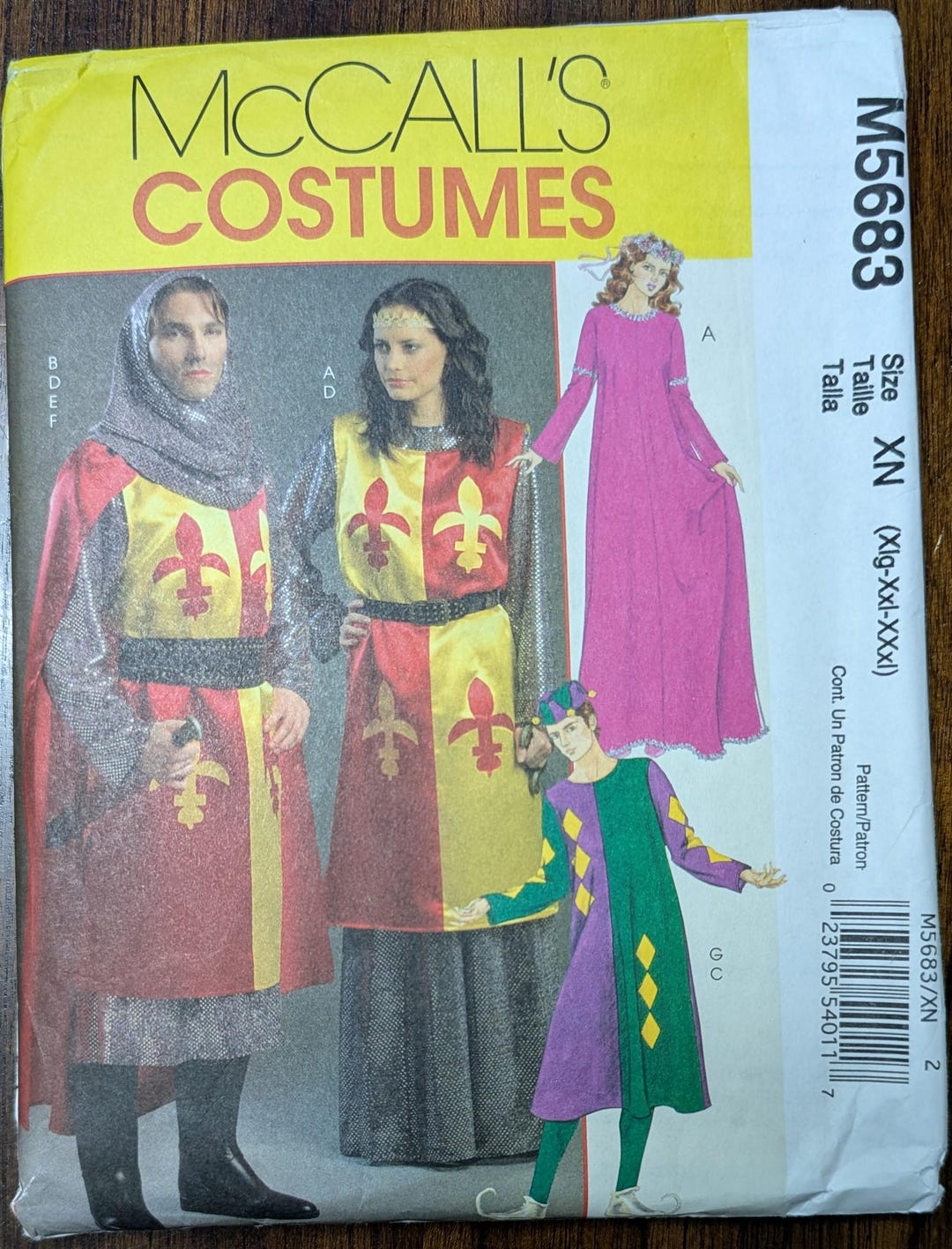 Uncut Mccall's Costume Sewing Pattern #M5683 for Misses' and Men's ...