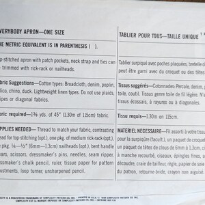 Uncut Simplicity Sewing Pattern #9245 for Unisex Apron. One Size. Learn ...