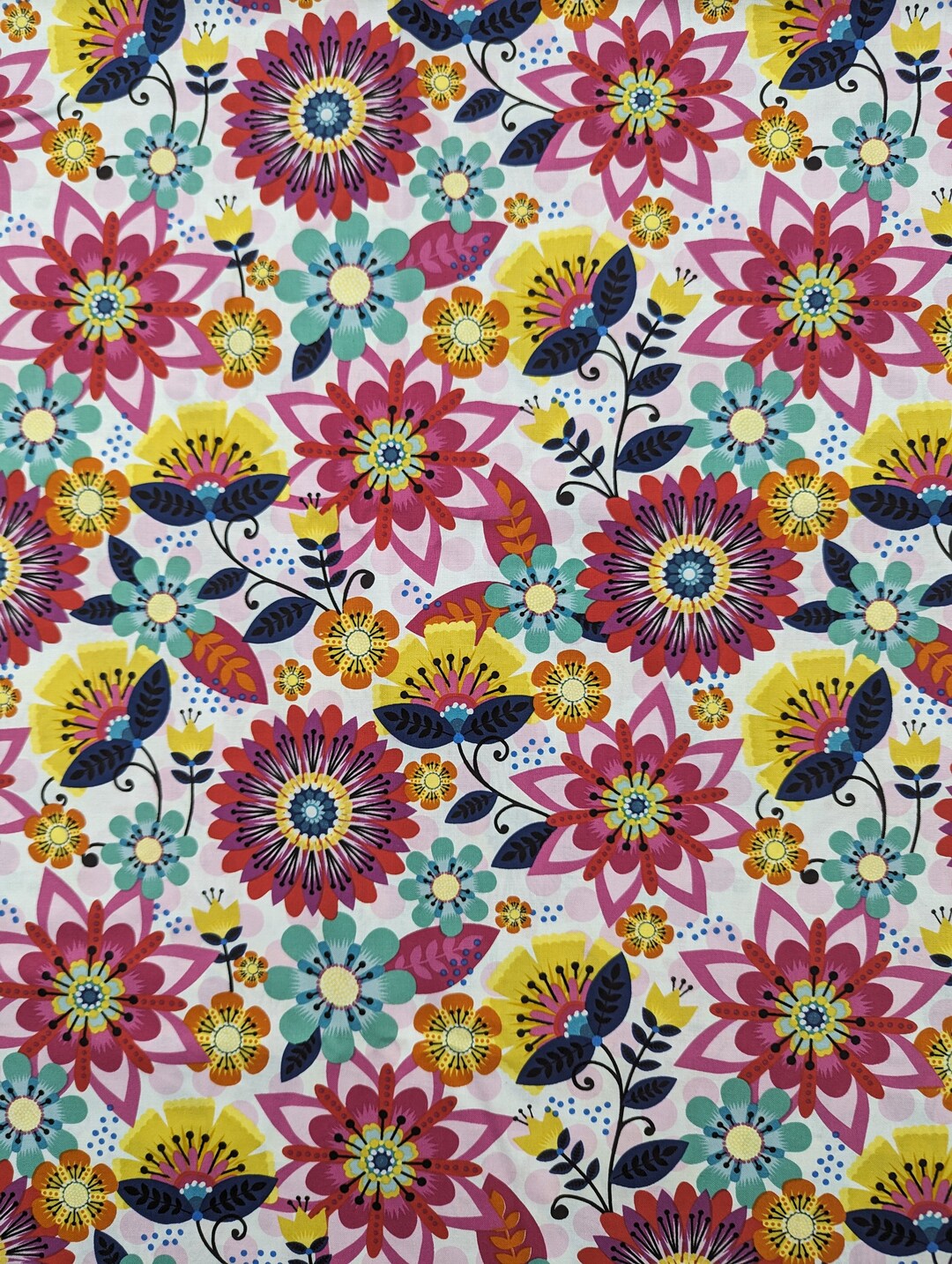 100% Cotton Fabric by the Yard. Bold Floral Pattern by Brother Sister ...