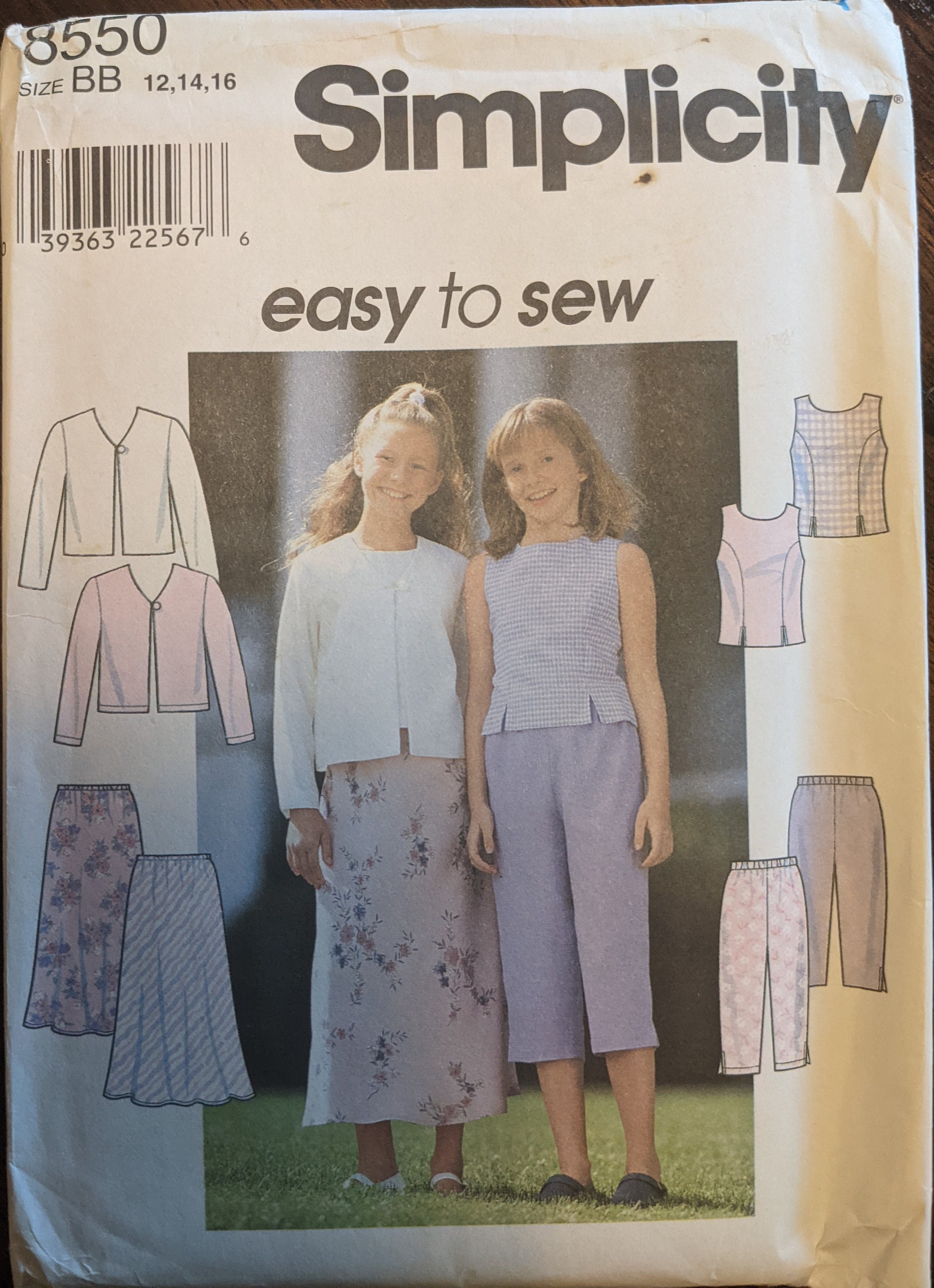 Uncut Simplicity Sewing Pattern 8550 for Girl's Top, Jacket, Skirt and ...
