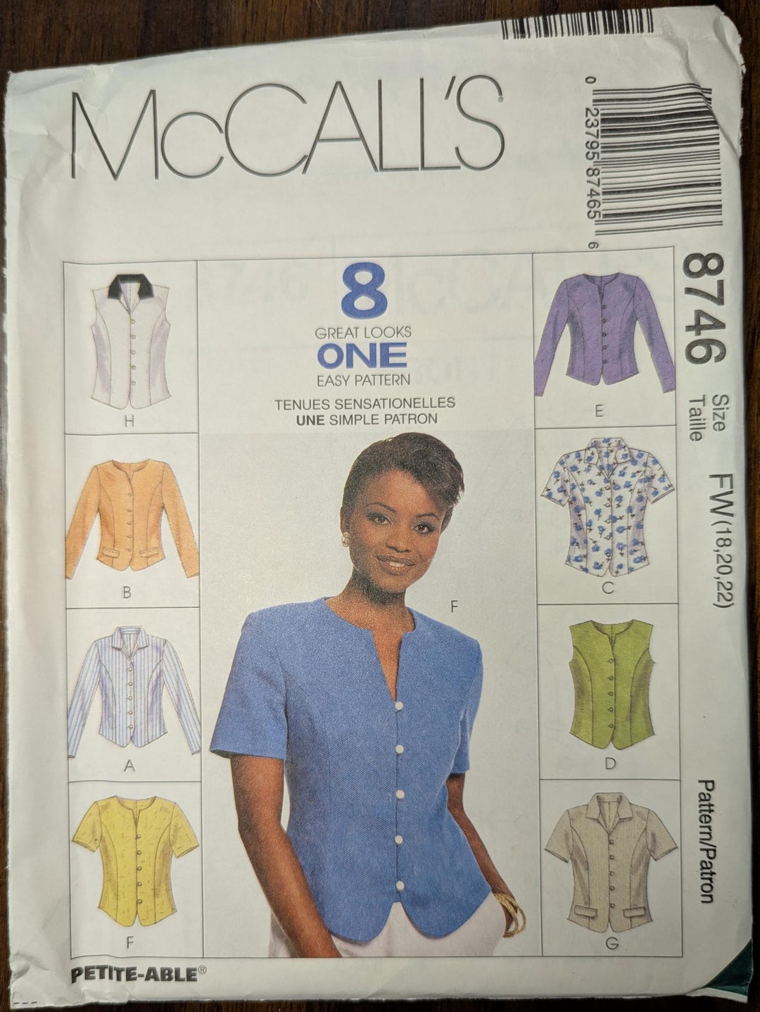 Uncut Mccall's Sewing Pattern #8746 for Misses' Plus Size Tops. 8 Great ...
