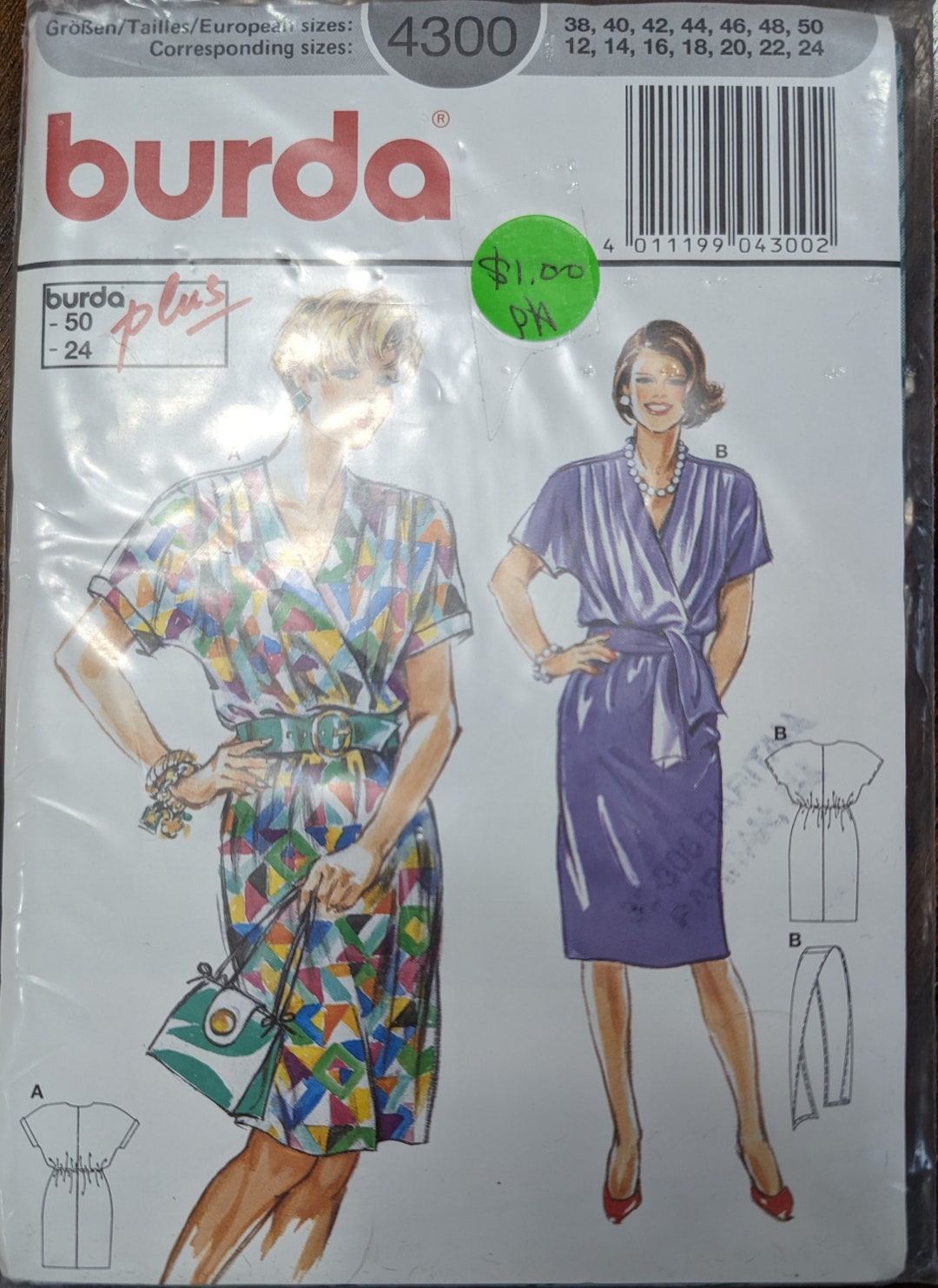 Uncut Burda Sewing Pattern #4300 for Misses and Misses' Plus Size Dress ...