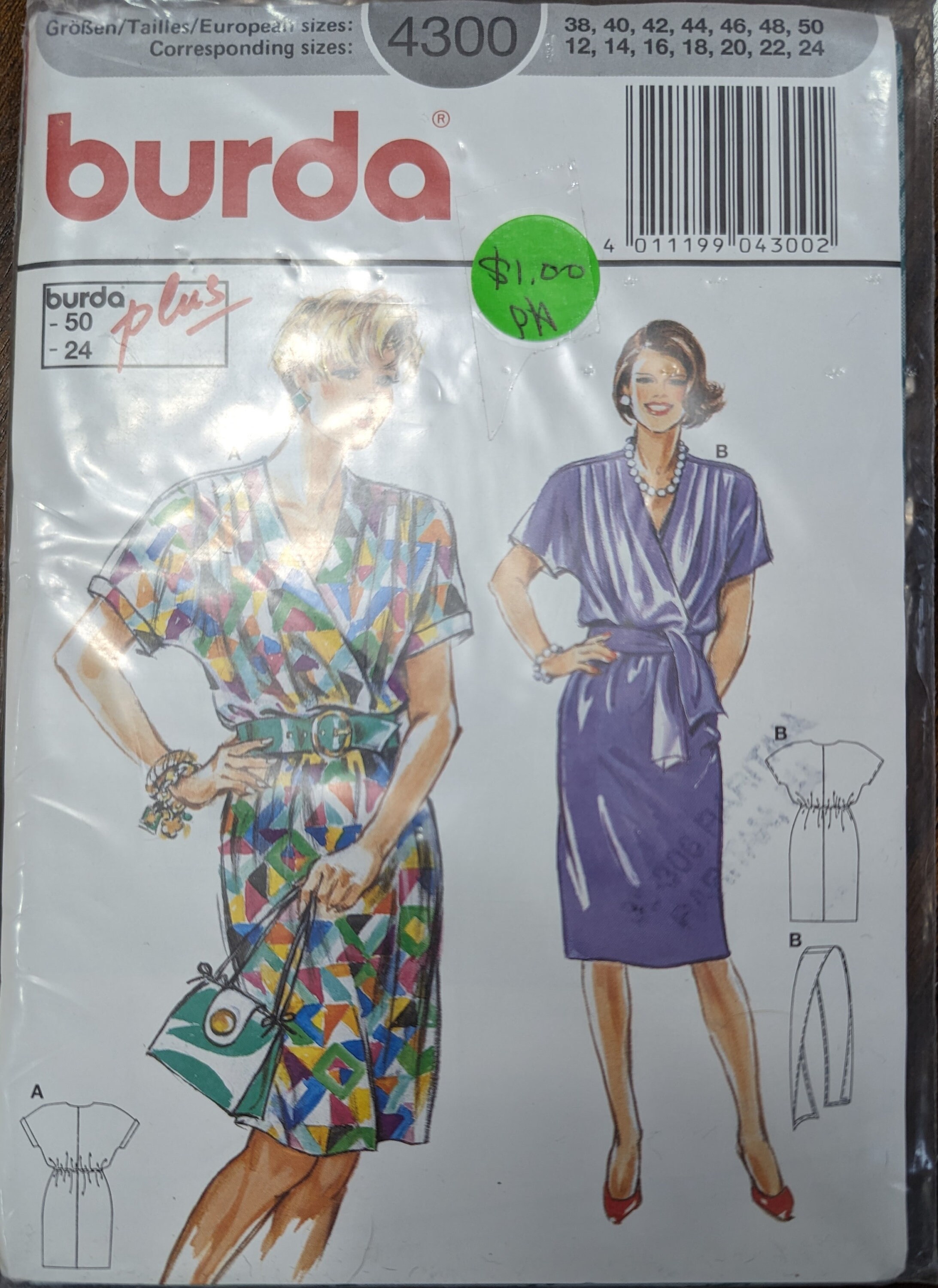 Uncut Burda Sewing Pattern 4300 for Misses and Misses' Plus Size Dress ...