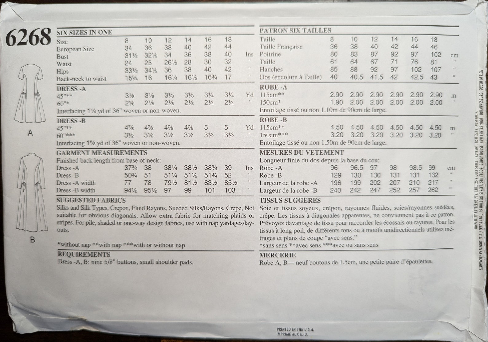 Uncut New Look Sewing Pattern #6268 for Misses and Misses' Plus Size ...