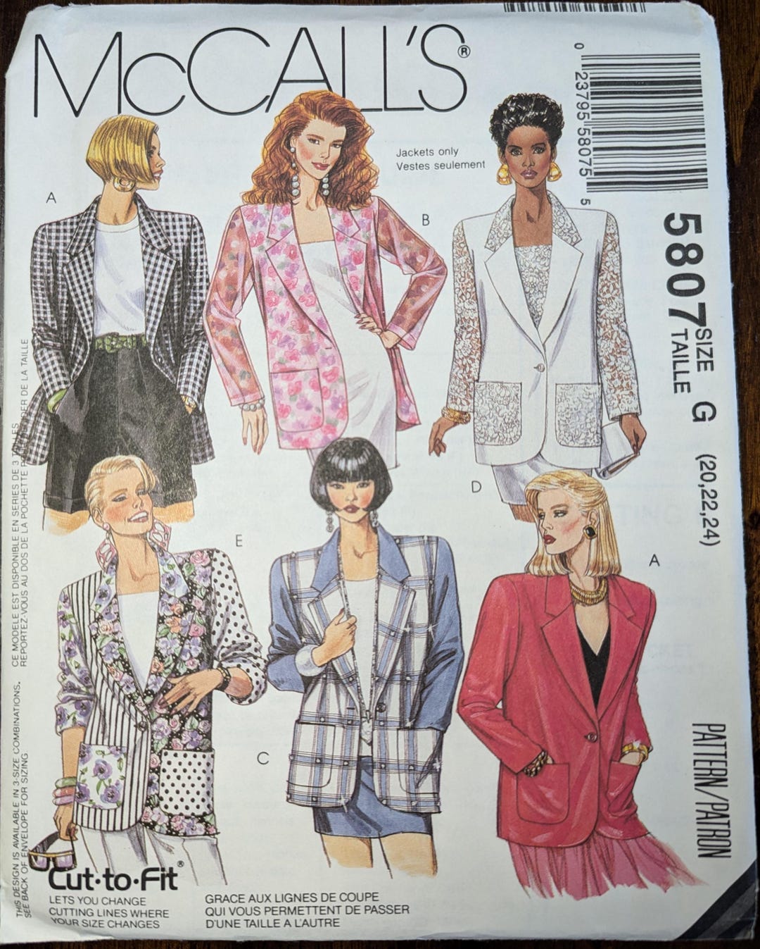 Uncut Mccall's Sewing Pattern #5807 for Misses' Plus Size Unlined ...