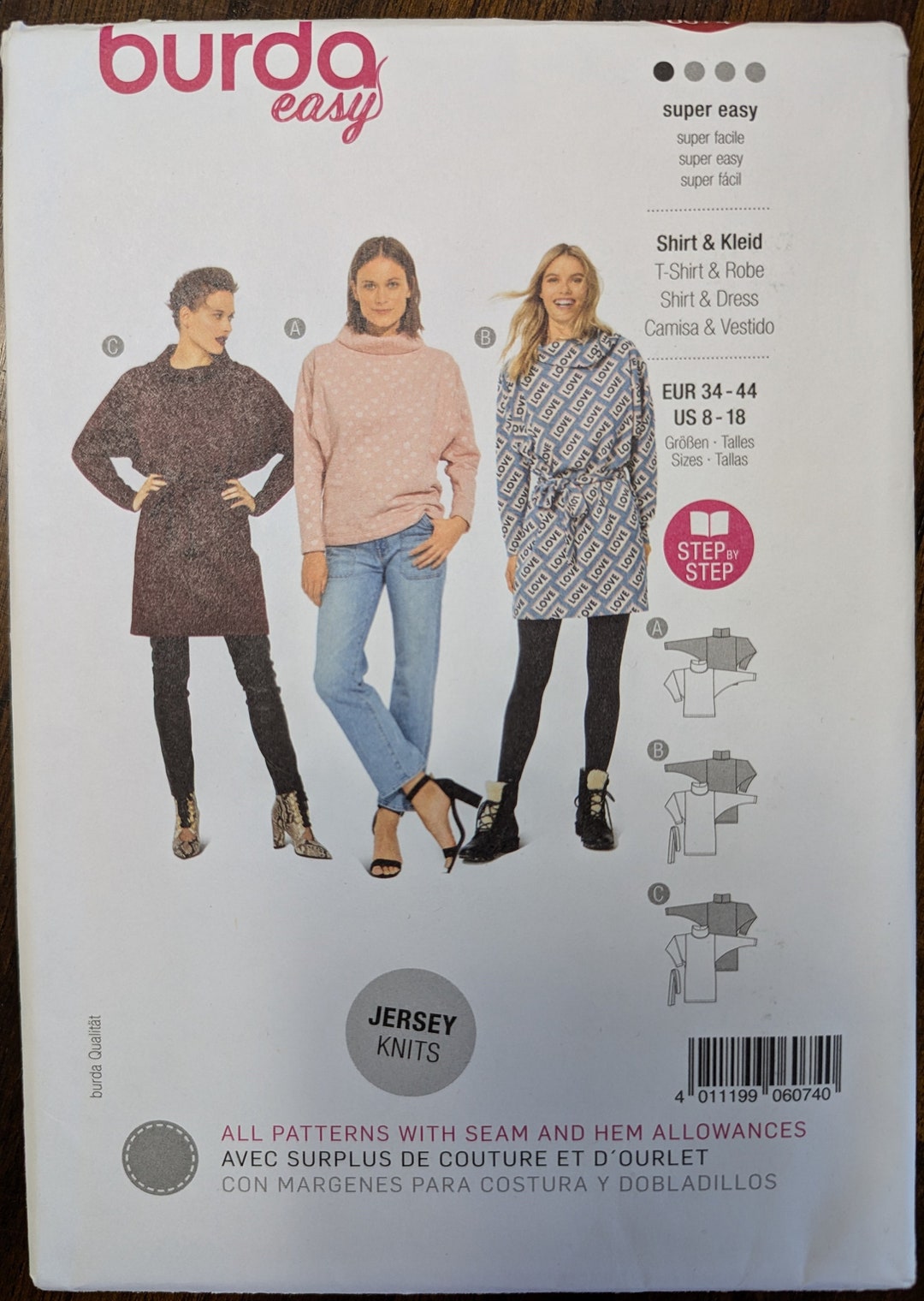 Uncut Burda Sewing Pattern #6074 for Misses and Misses' Plus Size Shirt ...