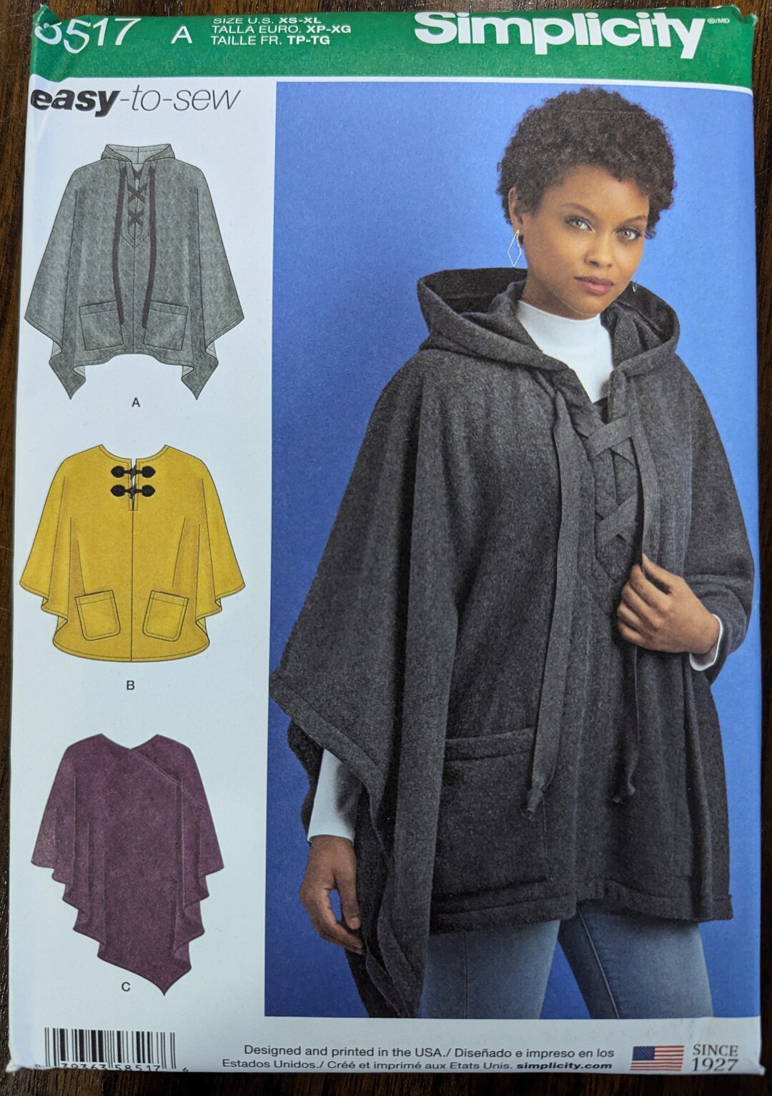 Uncut Simplicity Sewing Pattern #8517 for Misses' Set of Ponchos. Sizes ...