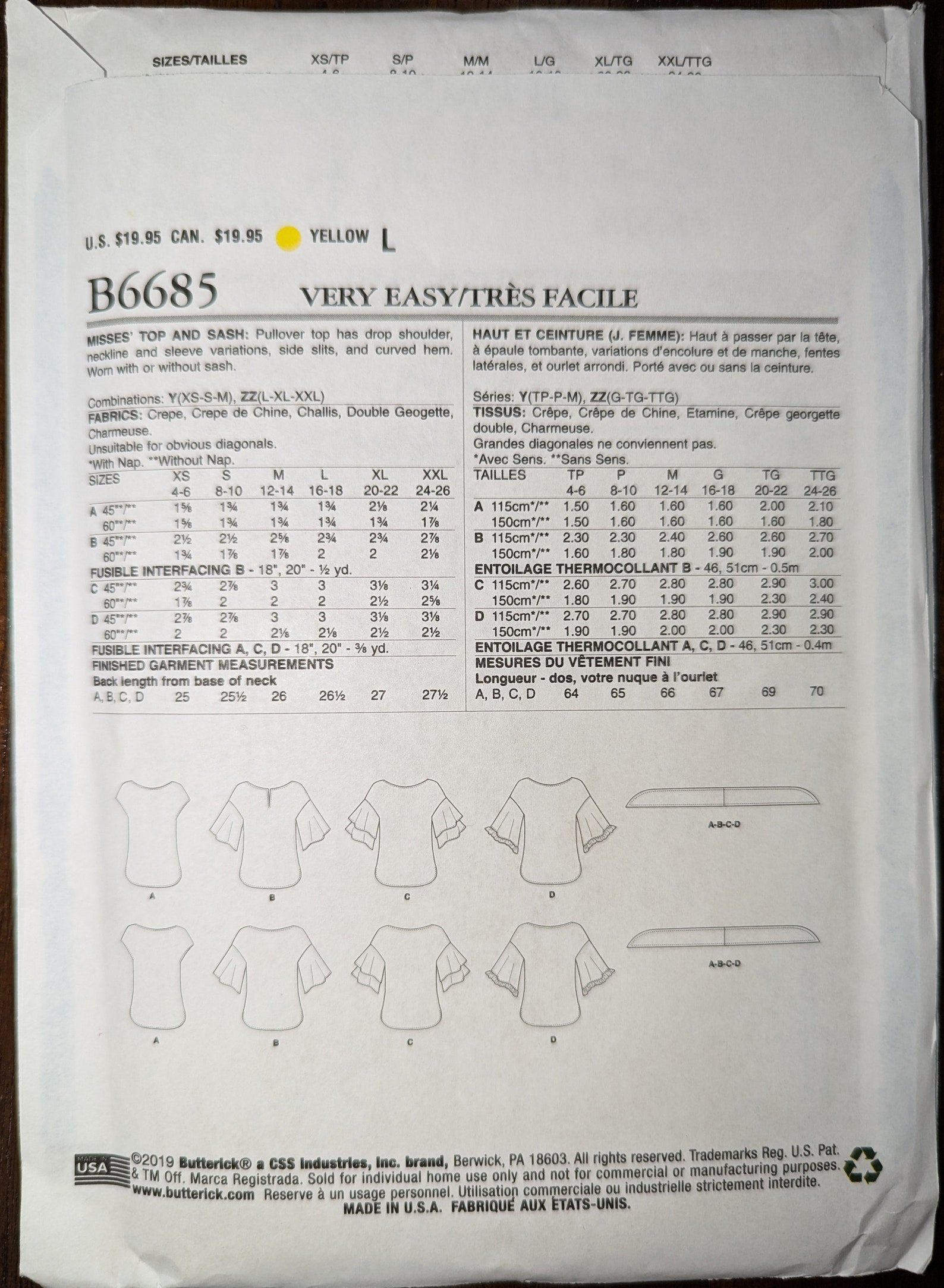 Uncut Butterick Sewing Pattern #B6685 for Misses and Misses' Plus Size ...