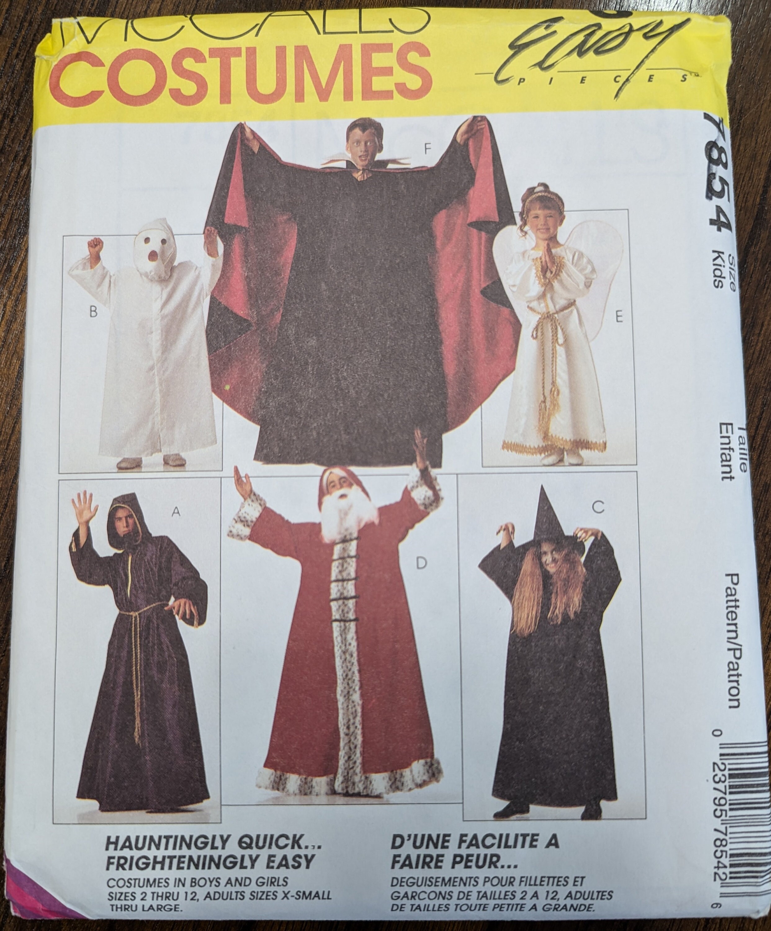 Uncut Mccall's Sewing Pattern 7854 for Kids' Halloween Costumes. Wizard ...