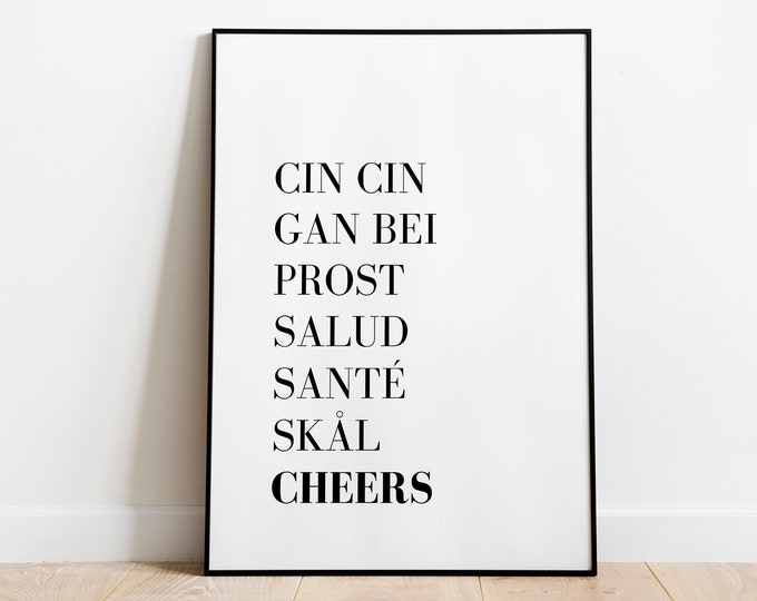 Cheers Print Bar Cheers Sign Cart Print Bar Cart Decor Cheers Printable ...