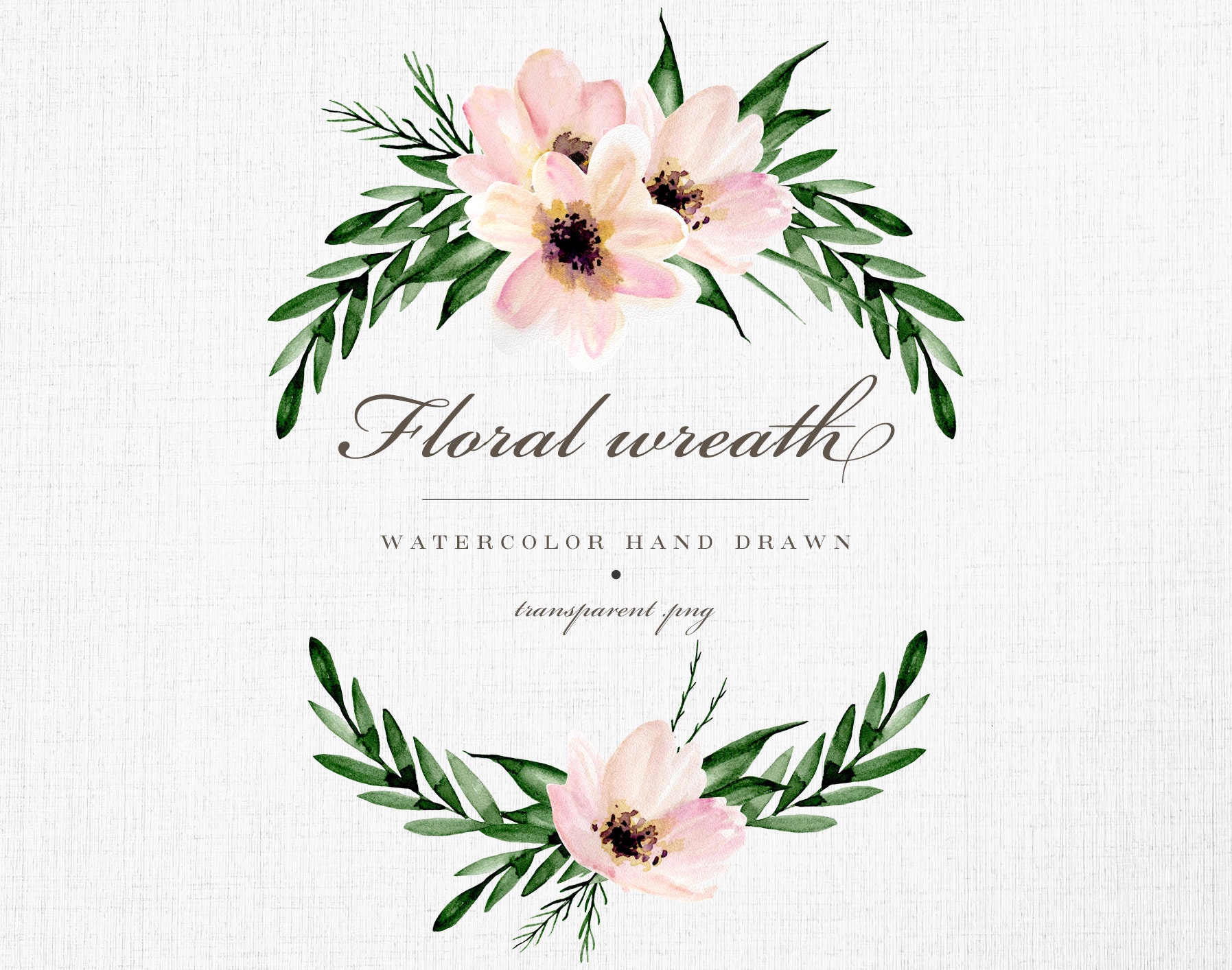 Watercolor floral wreath Floral clipart Wedding clipart | Etsy
