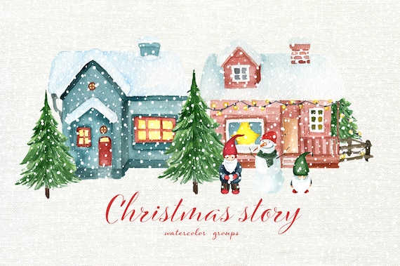 Watercolor Christmas clipart watercolor hand drawn clipart | Etsy