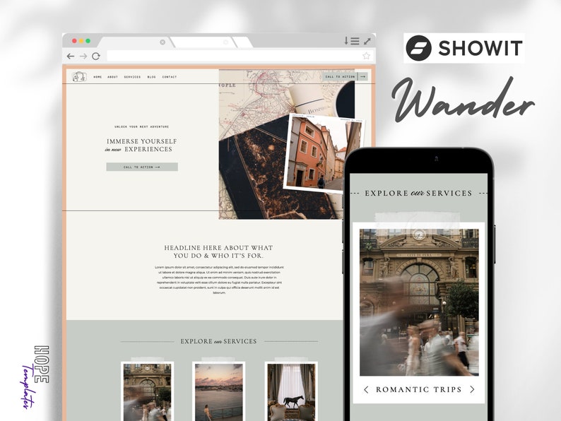 Showit Website Template "wander" for Travel Creatives, Travel Agents ...