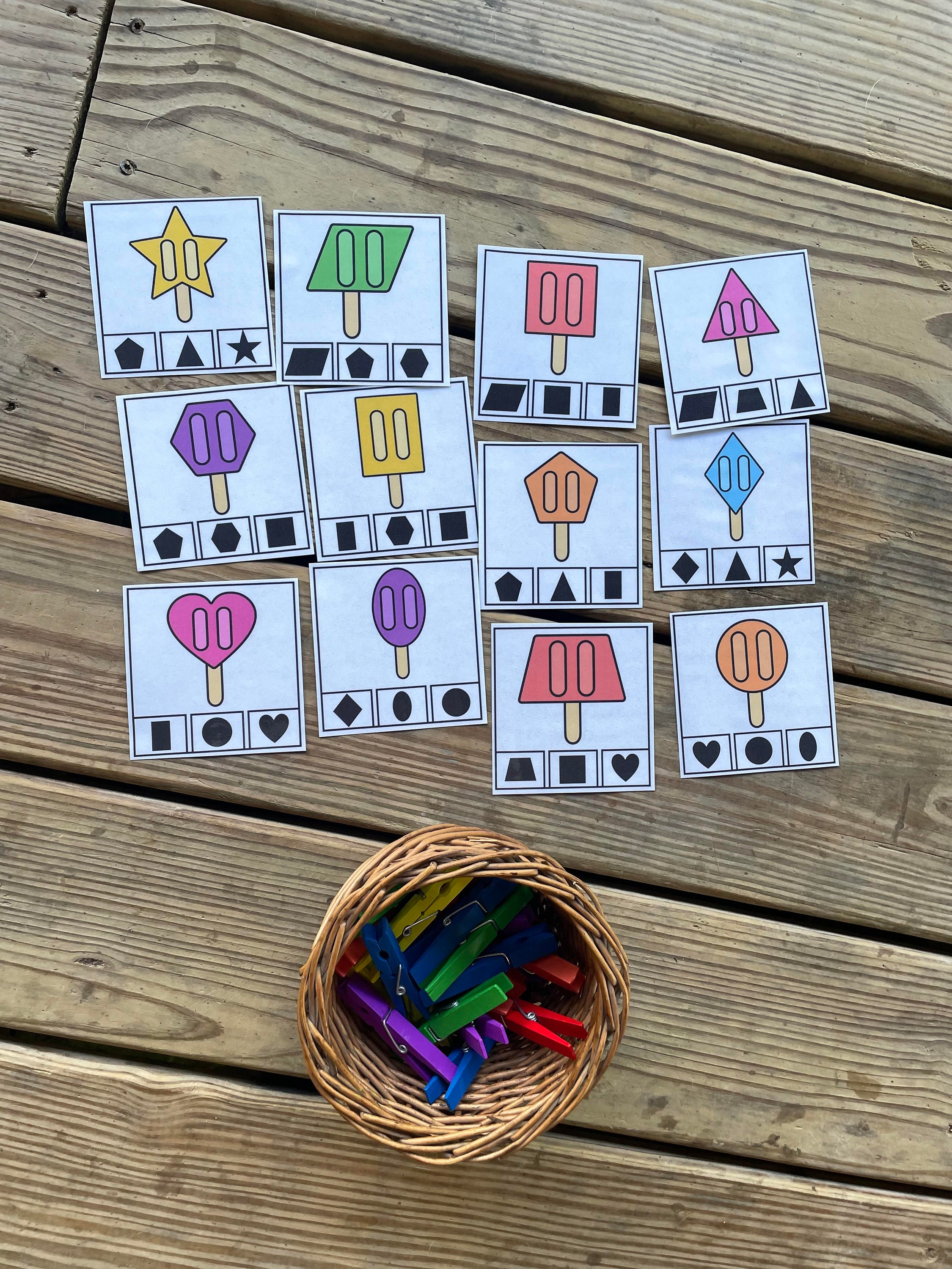 Popsicle Shape Clip Cards – Summer Learning Activity (digital File) - Etsy