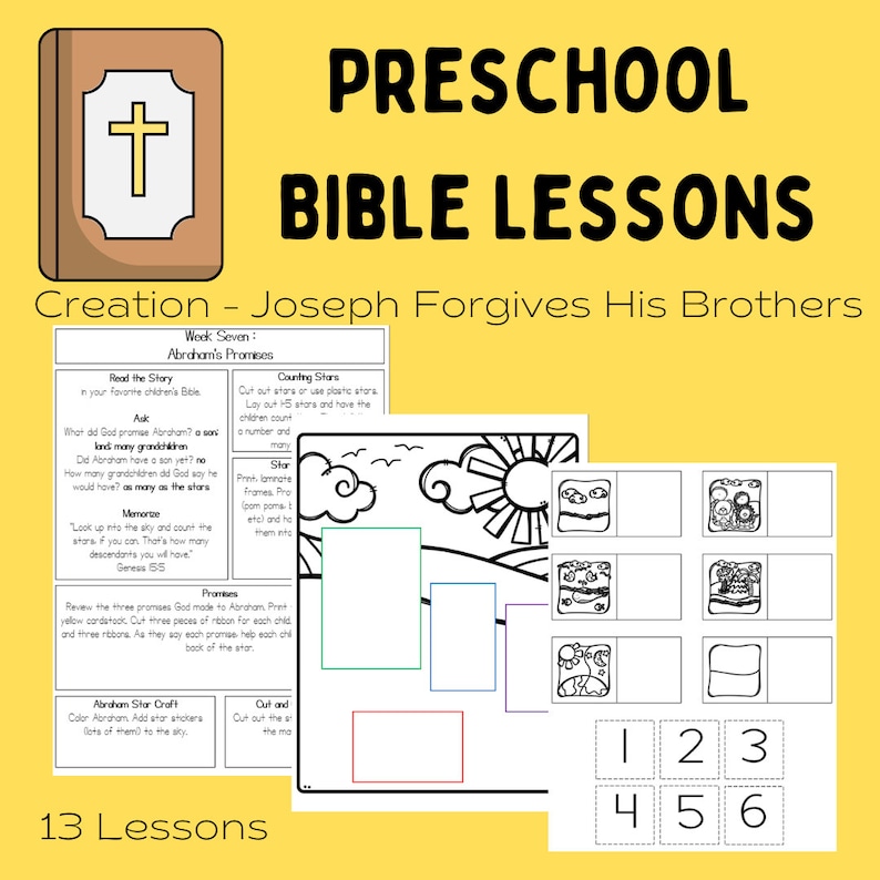 Preschool Bible Lessons 1-13 Creation Through Joseph Forgives His ...