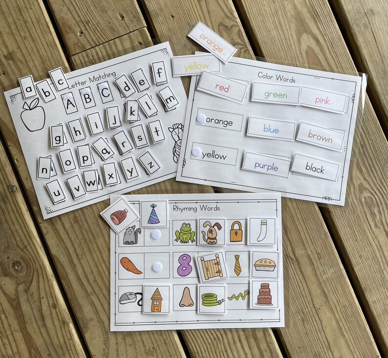 Busy Binder for Preschool Kindergarten Letters Colors Shapes Sorting ...