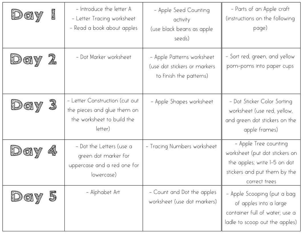 A - Apple Letter of the Week Curriculum Tot School Preschool Curriculum ...