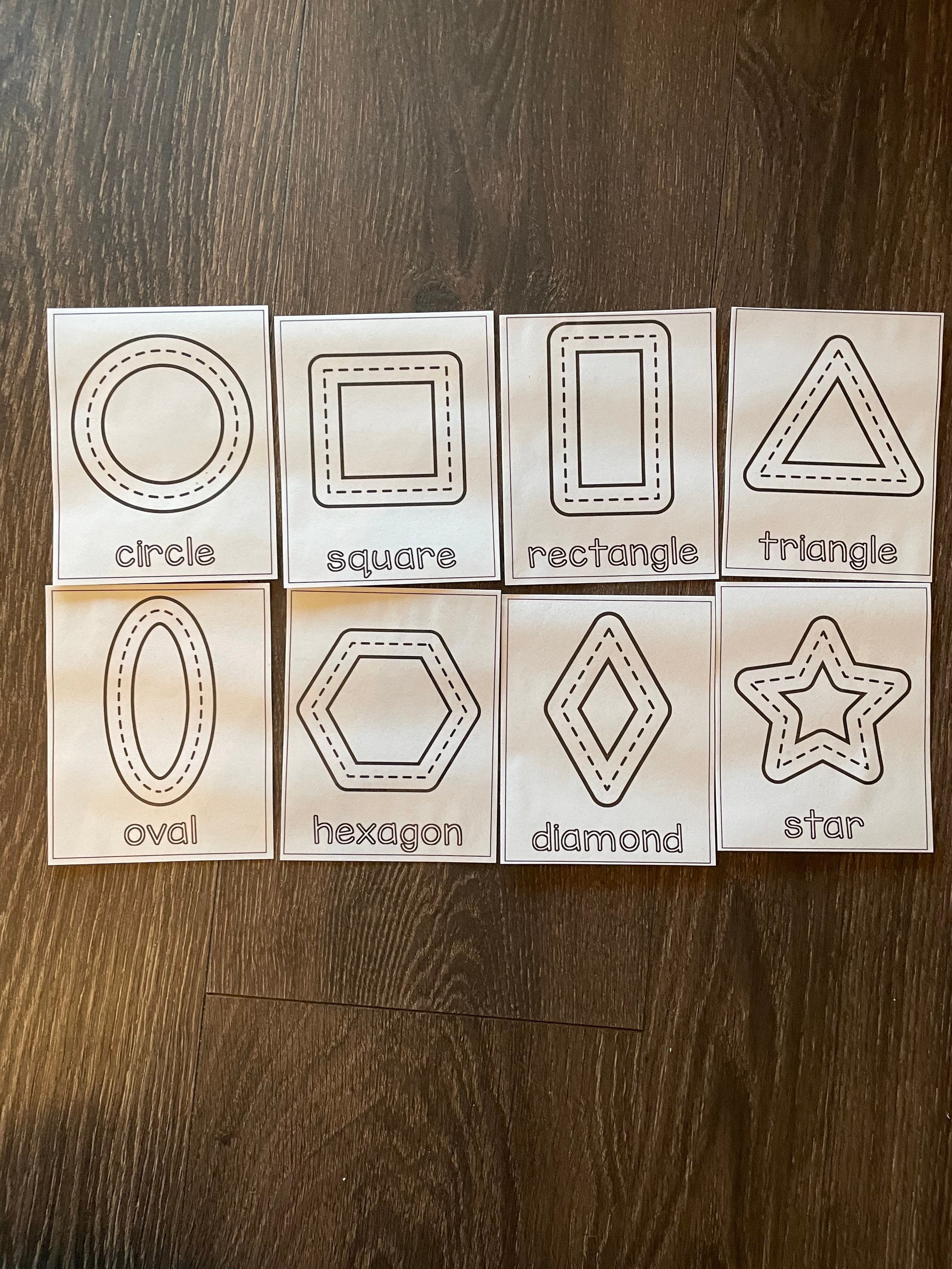 Shape Flashcard Bundle Tracing Shapes Shape Playdough Mats Three Part ...