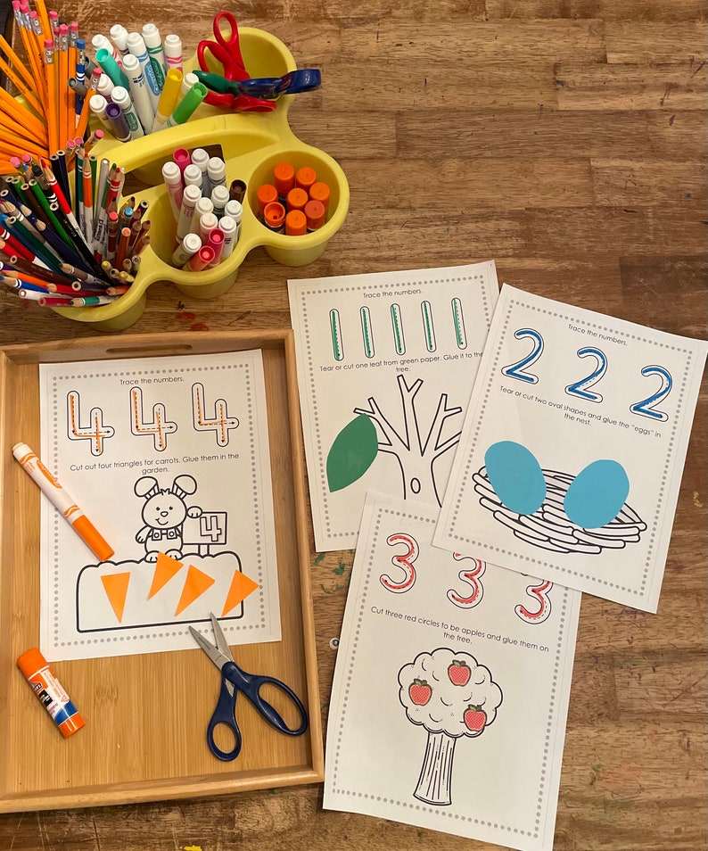 Preschool Fine Motor Journal Tracing Stickers Cutting Gluing Preschool ...