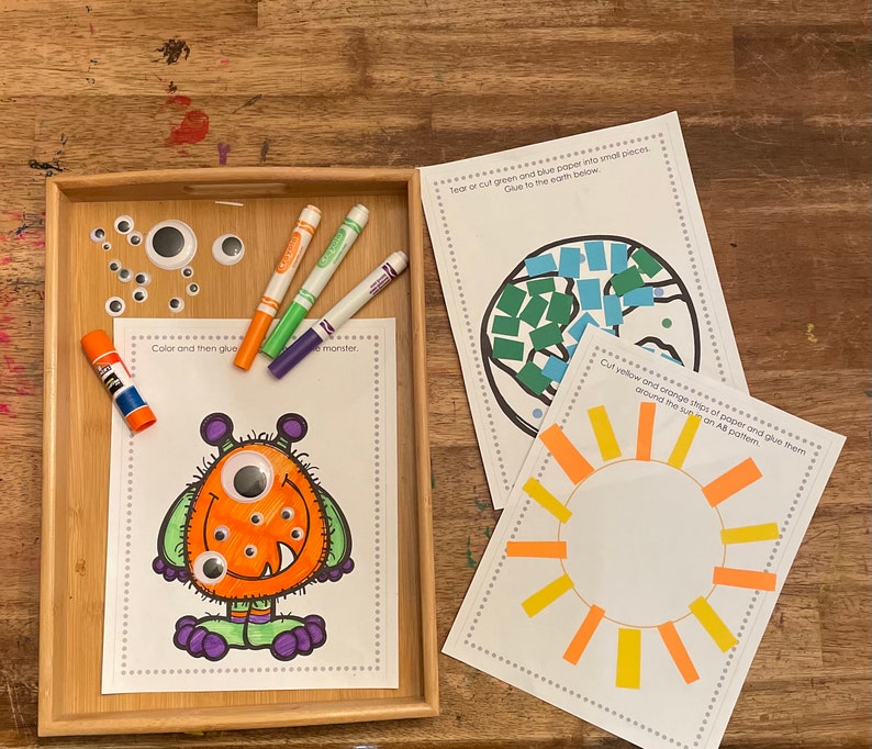 Preschool Fine Motor Journal Tracing Stickers Cutting Gluing Preschool ...