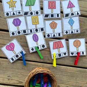 Popsicle Shape Clip Cards – Summer Learning Activity (digital File) - Etsy