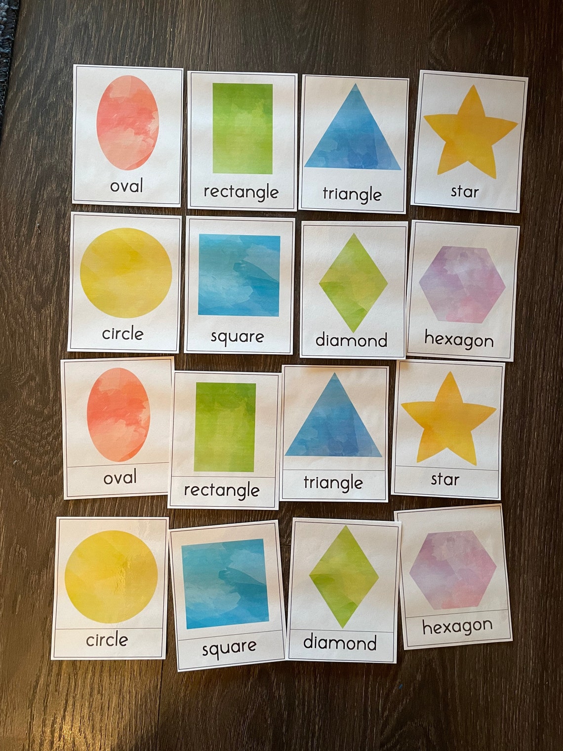 Shape Flashcard Bundle Tracing Shapes Shape Playdough Mats Three Part ...