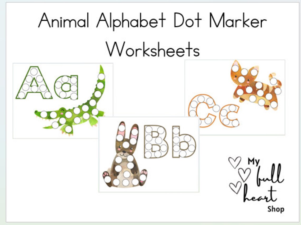 Animal Alphabet Dot Marker Worksheets Toddler School Preschool ...
