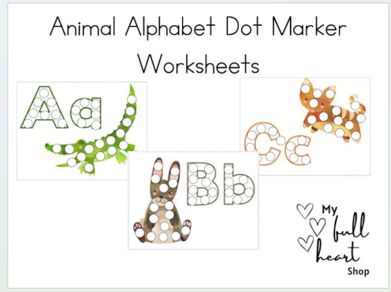 Animal Alphabet Dot Marker Worksheets - Toddler School - Preschool ...