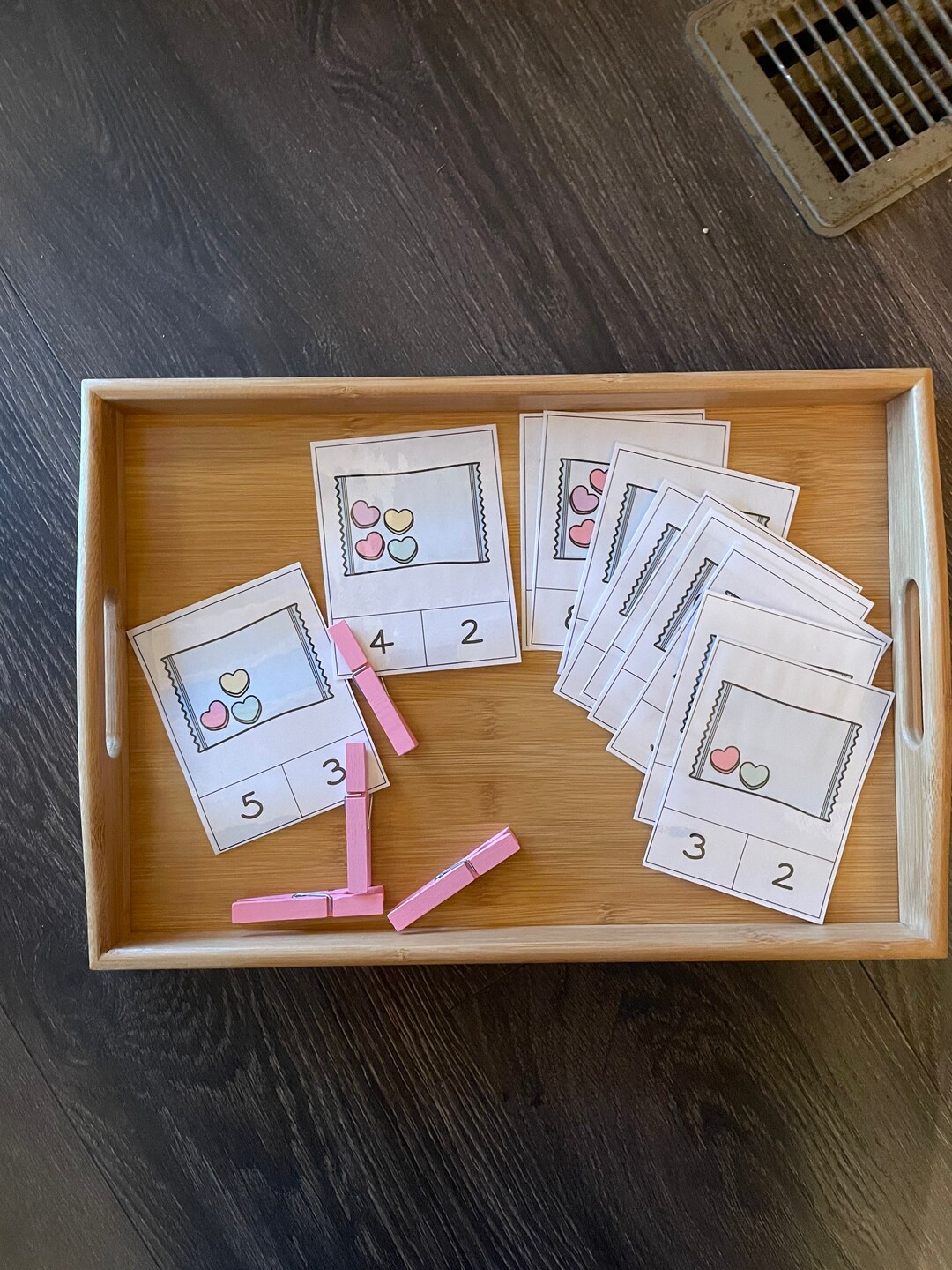 Valentine Counting Candy Clip Cards, Valentine Fine Motor, Valentines ...