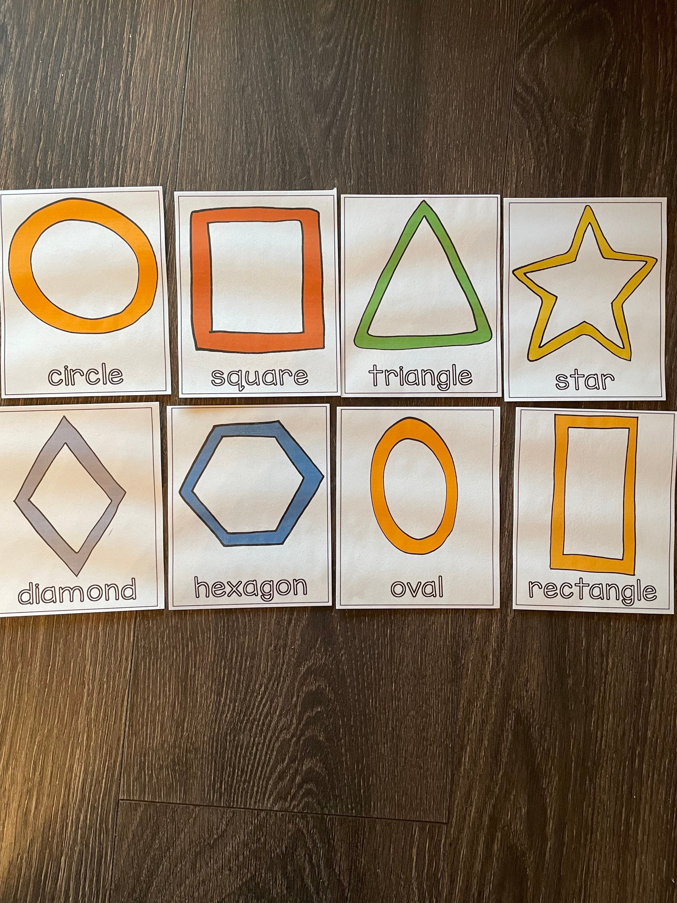 Shape Flashcard Bundle Tracing Shapes Shape Playdough Mats Three Part ...