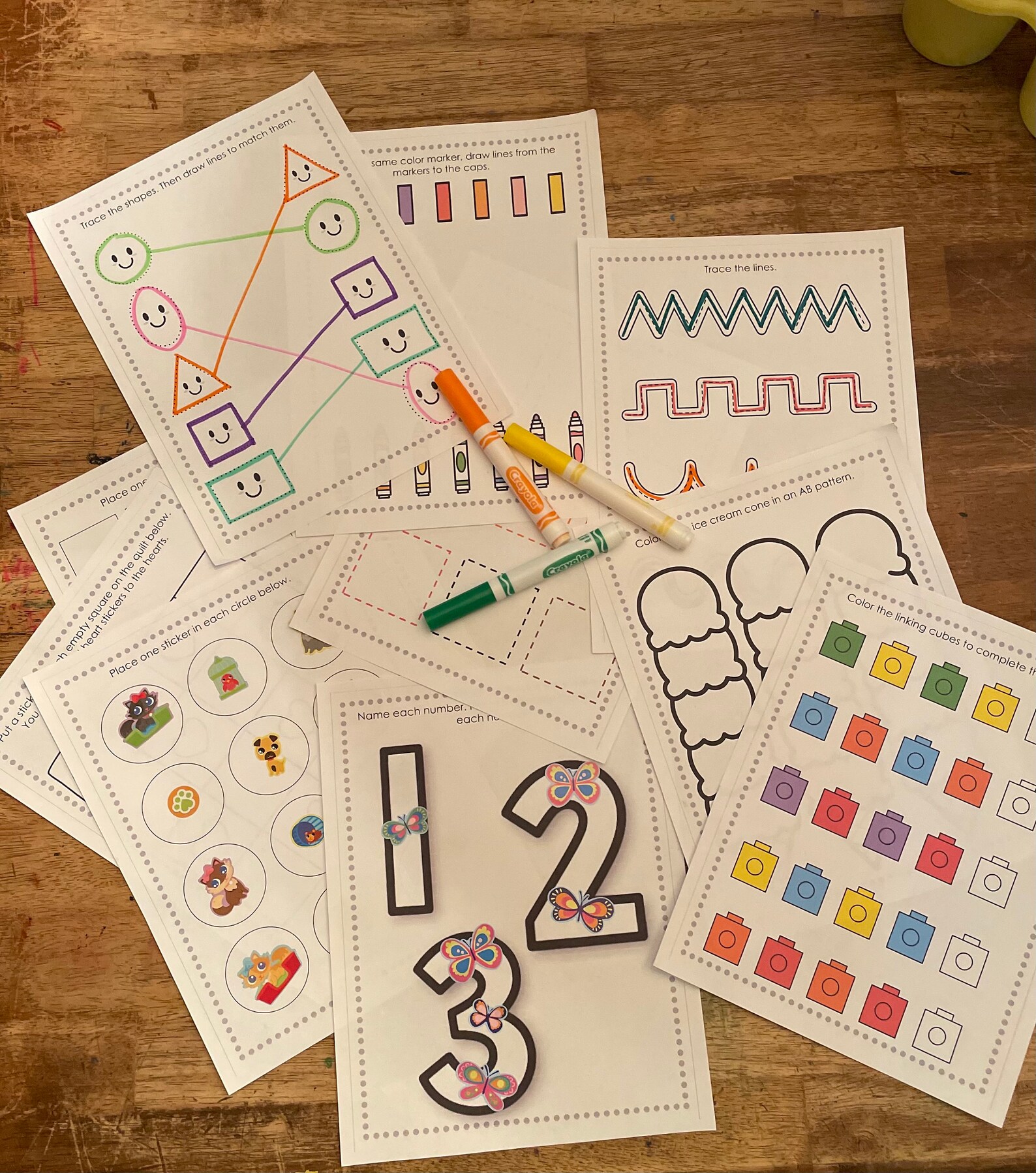 Preschool Fine Motor Journal Tracing Stickers Cutting Gluing Preschool ...