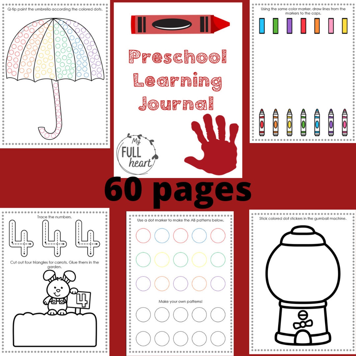 Preschool Fine Motor Journal Tracing Stickers Cutting Gluing Preschool ...