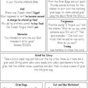 Preschool Bible Lessons 1-13 Creation Through Joseph Forgives His ...