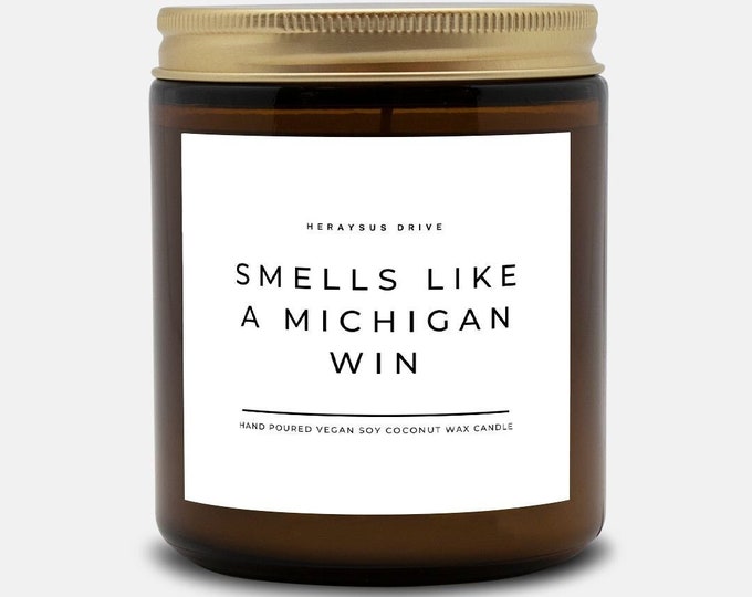 Smells Like A Michigan Win Scented Candle Hand Poured 9 Oz. Brown Jar ...