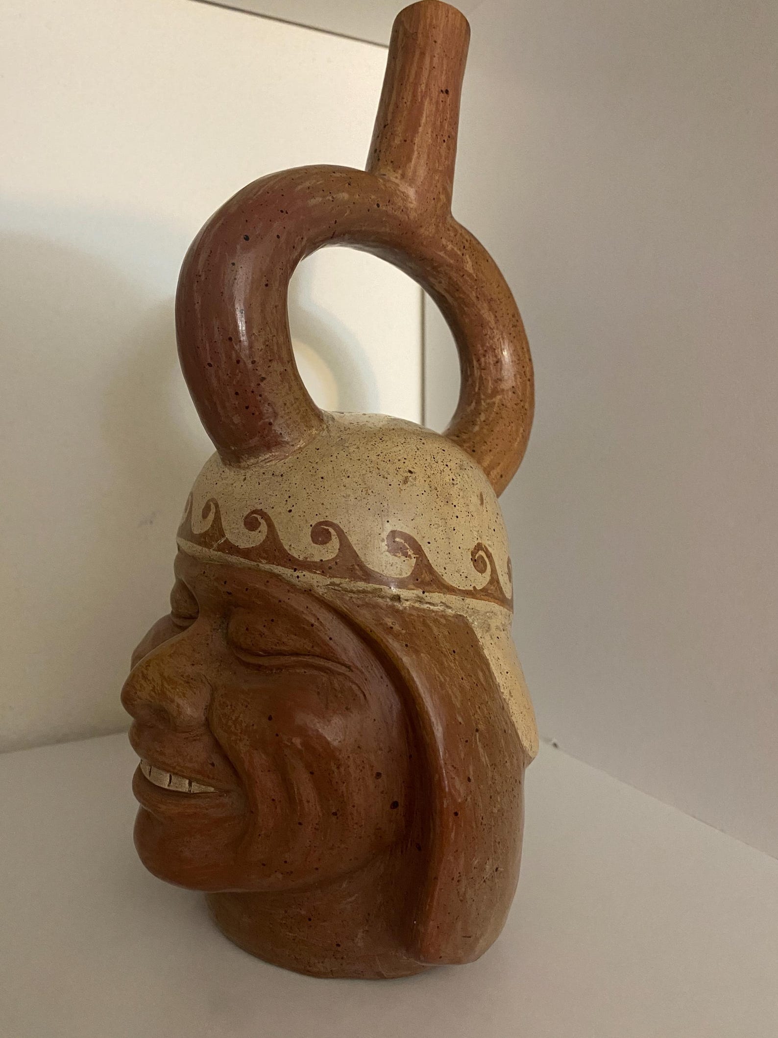 Moche Stirrup Spout Portrait Bust Vessel | Signed R. Mochica Perú - Etsy