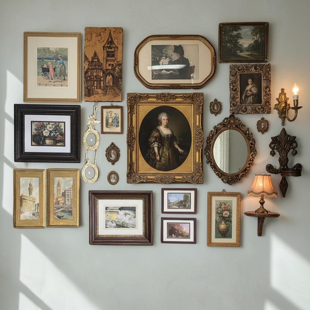 Luxury Vintage Frame Curation | Maximalist Gallery Wall Design | Ornate ...